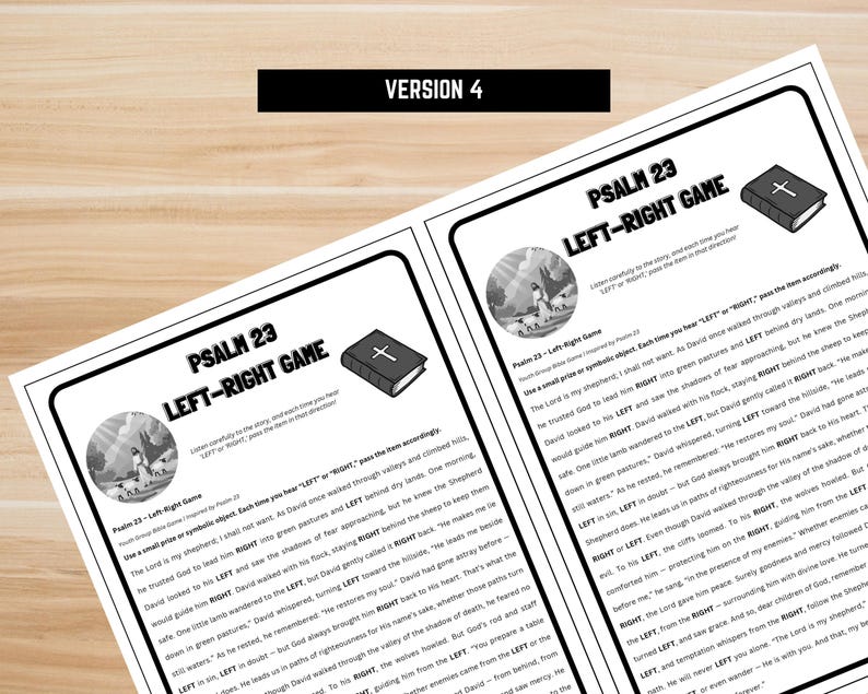Psalm 23 Left Right Game Printable – Bible Study Activity – Christian ...