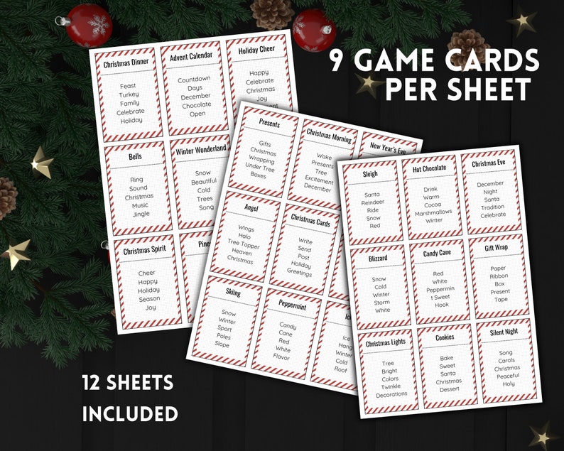Christmas Taboo Game | Printable Holiday Party Game | Forbidden Word ...