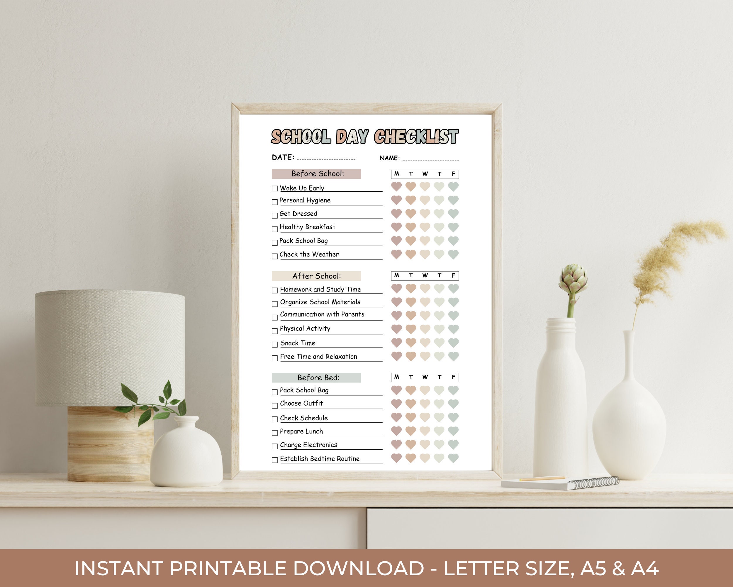 Editable Daily Schedule for Kids Task Sheet for Kids Daily Checklist ...