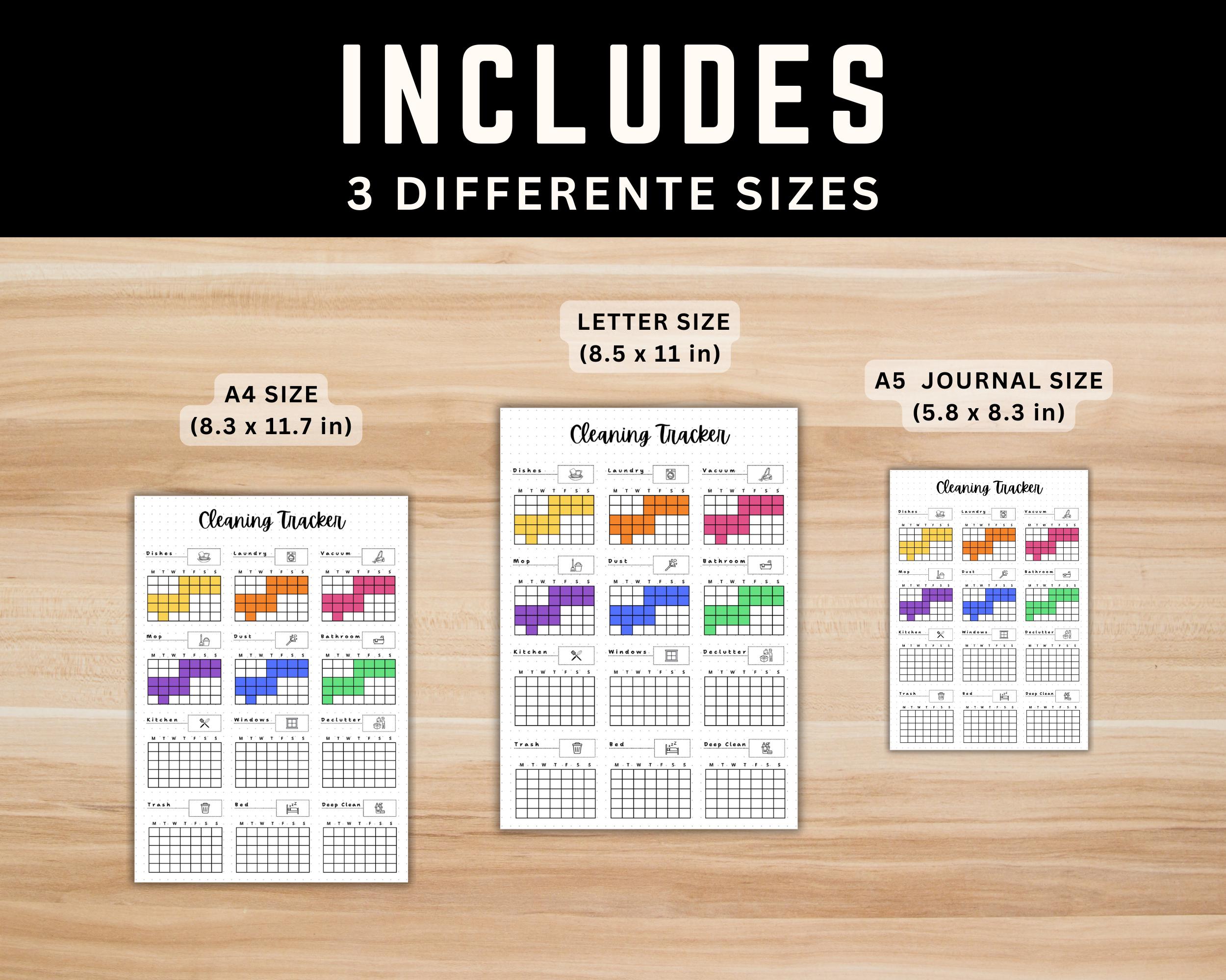 Cleaning Tracker Printable | Chores List and Cleaning Log | Bullet ...