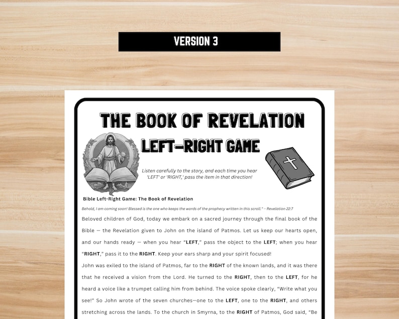 Bible Left Right Game Printable | Revelation Story | Christian Gift ...