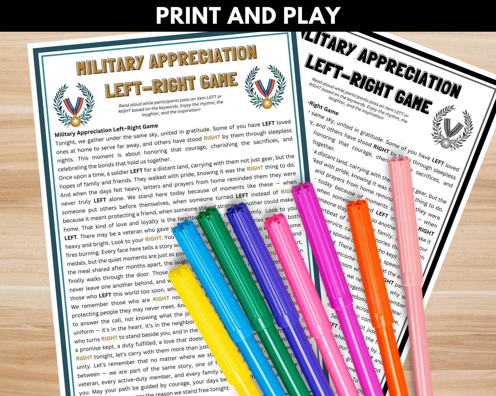 Military Appreciation Left Right Game - Printable Story Game for ...