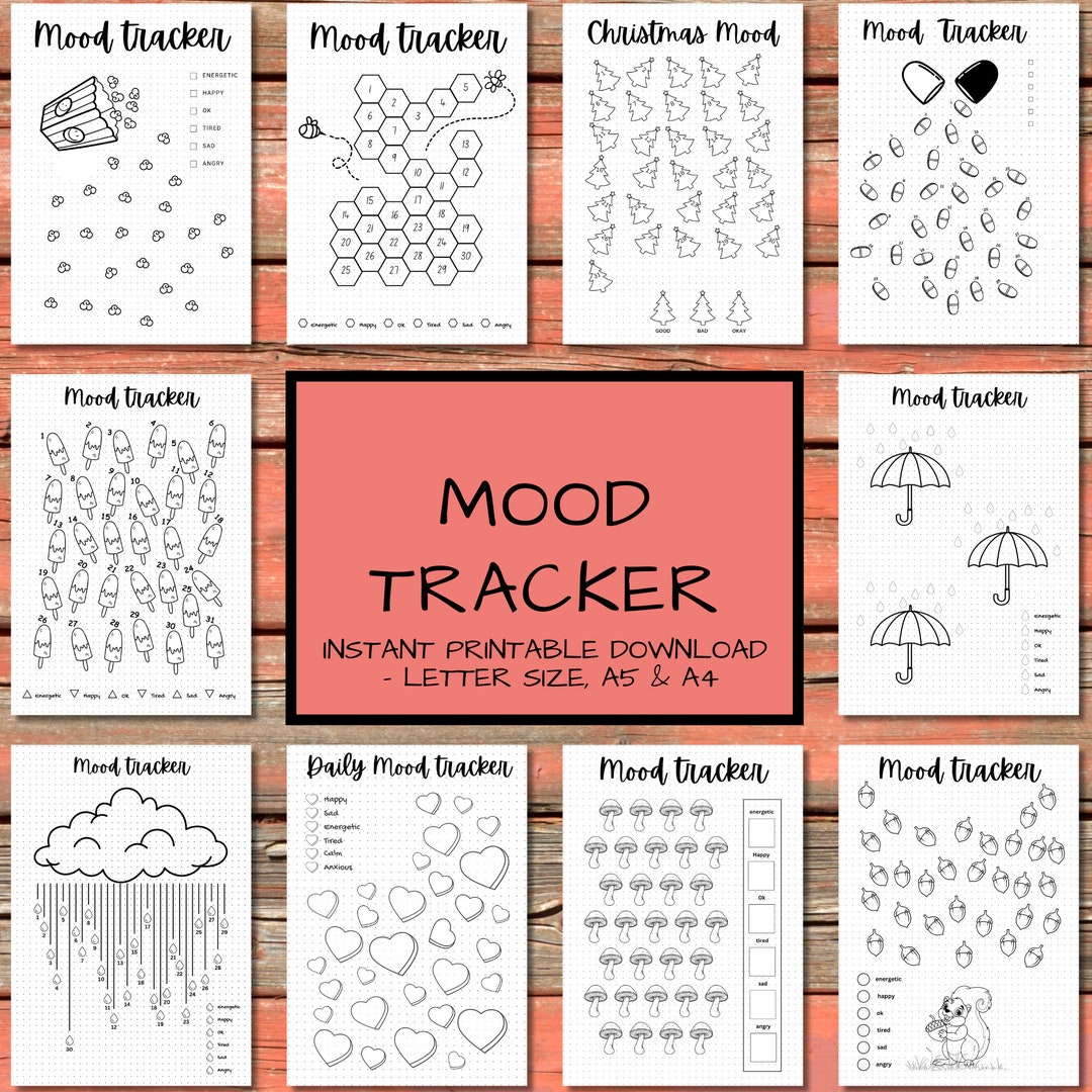 Mood Trackers Bundle - Printable Bullet Journal Pages - Digital Planner ...