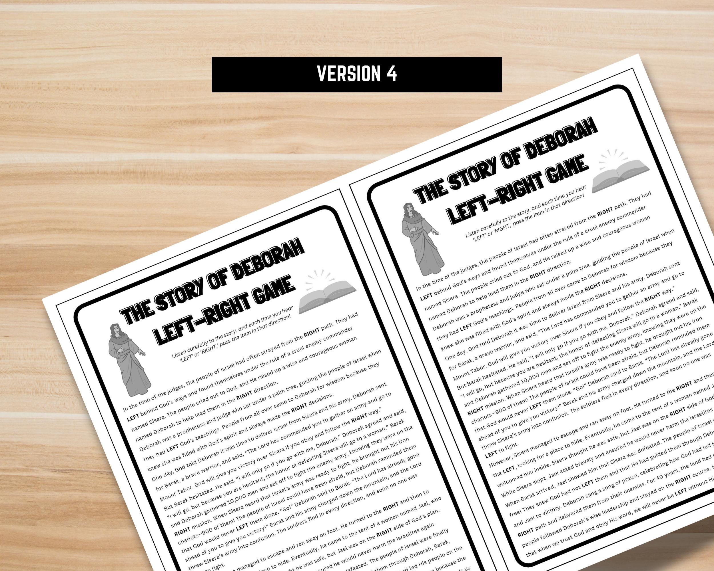 The Story of Deborah Left Right Game | Bible Study Game | Sunday School ...