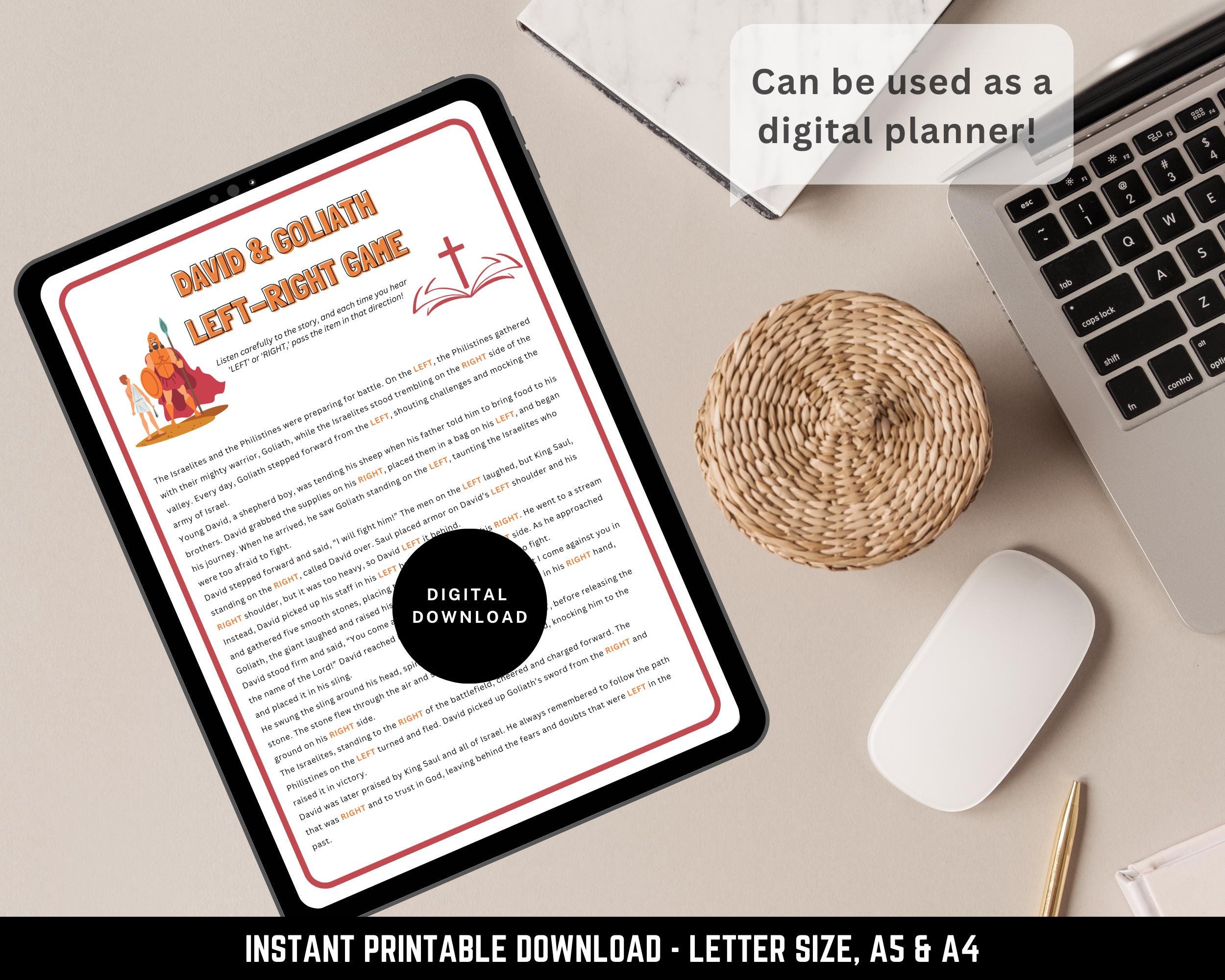 David and Goliath Game Left-right Game - Printable Bible Study and ...
