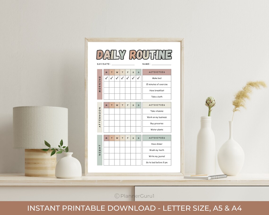 Printable Daily Schedule Template for Kids, Daily Schedule for ...