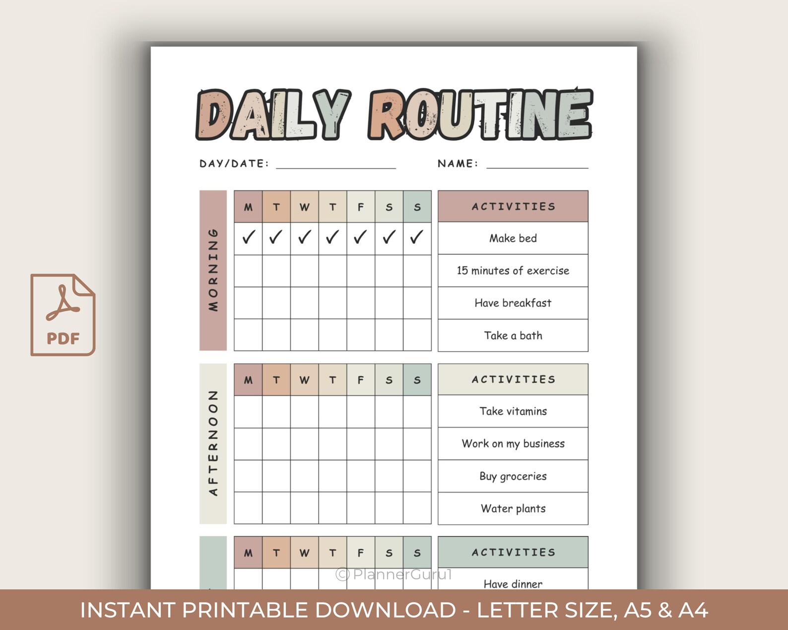 Printable Daily Schedule Template for Kids, Daily Schedule for ...