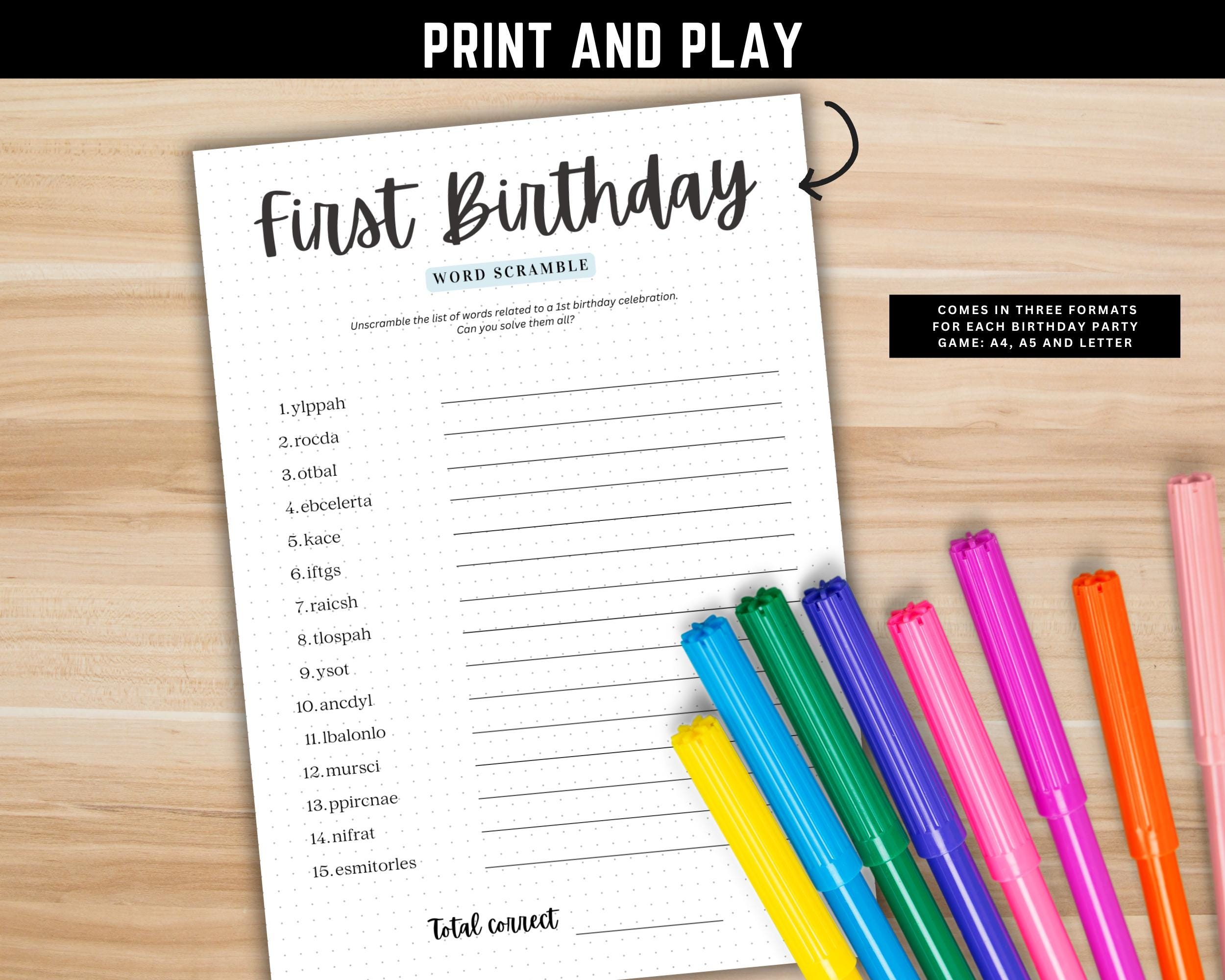 First Birthday Games Printable Bundle for Boys | 1st Birthday Party ...