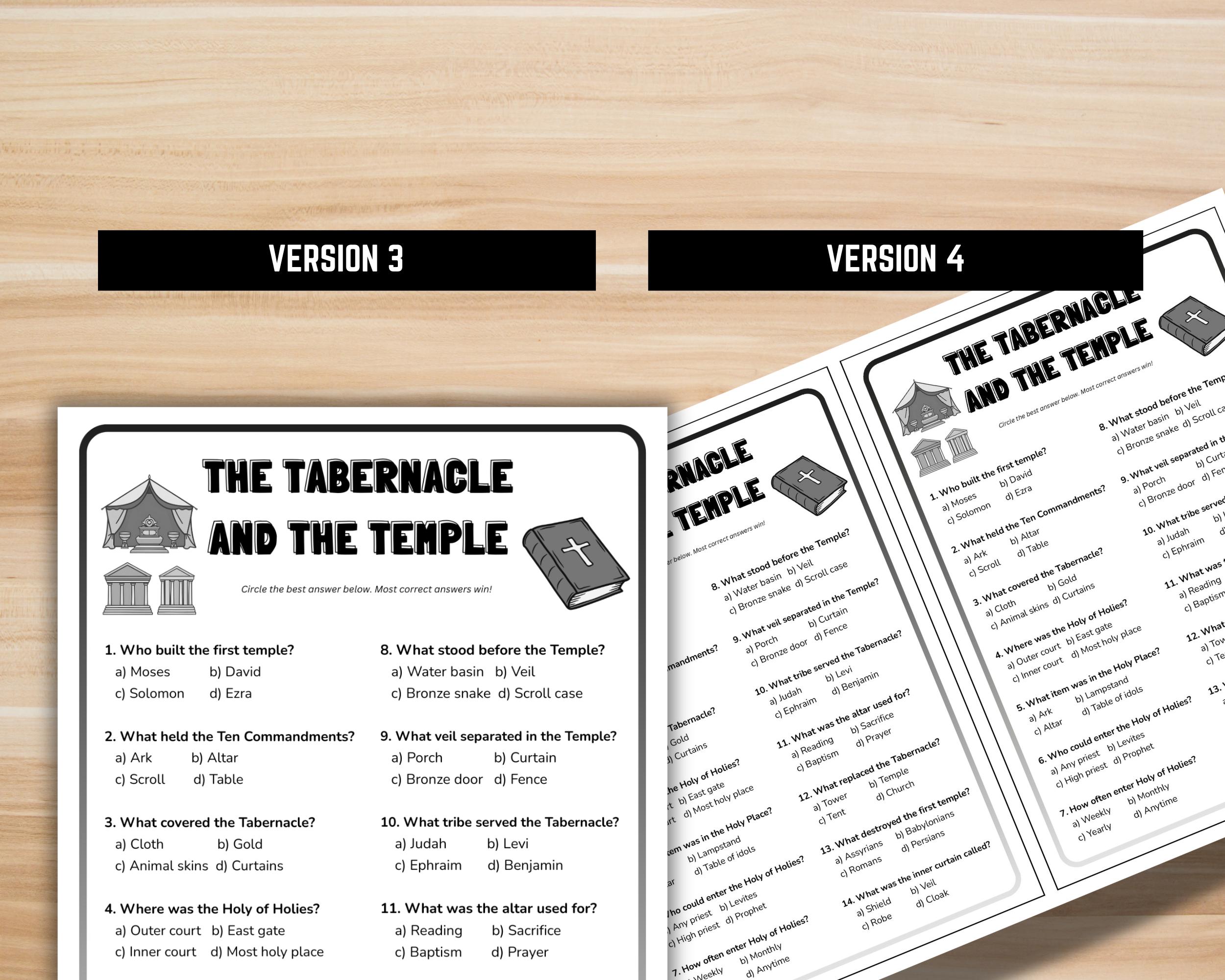 The Tabernacle and the Temple in the Bible Trivia Game – Christian ...
