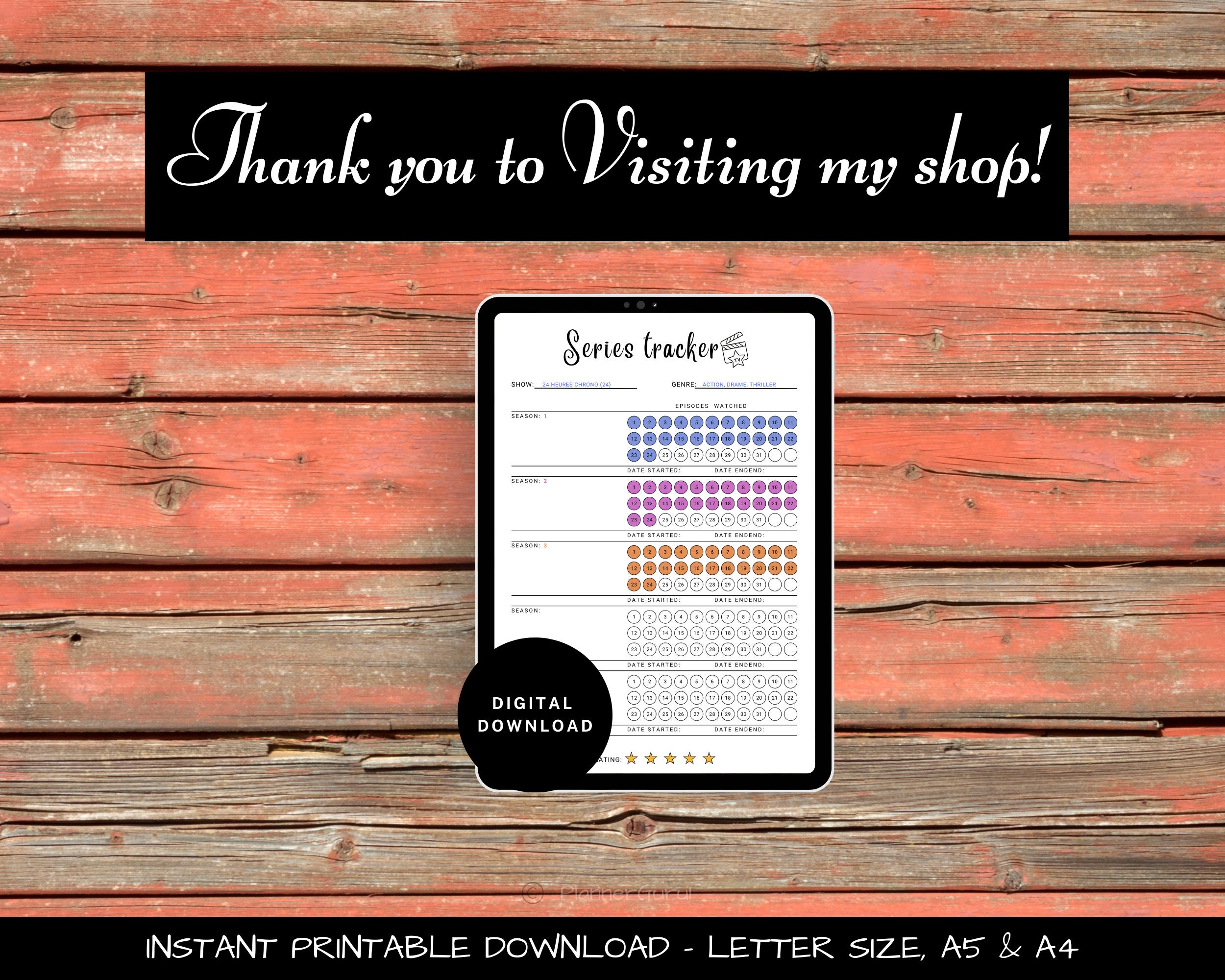 Bullet Journal Series Tracker - Printable Episode Tracker Template - A5 ...