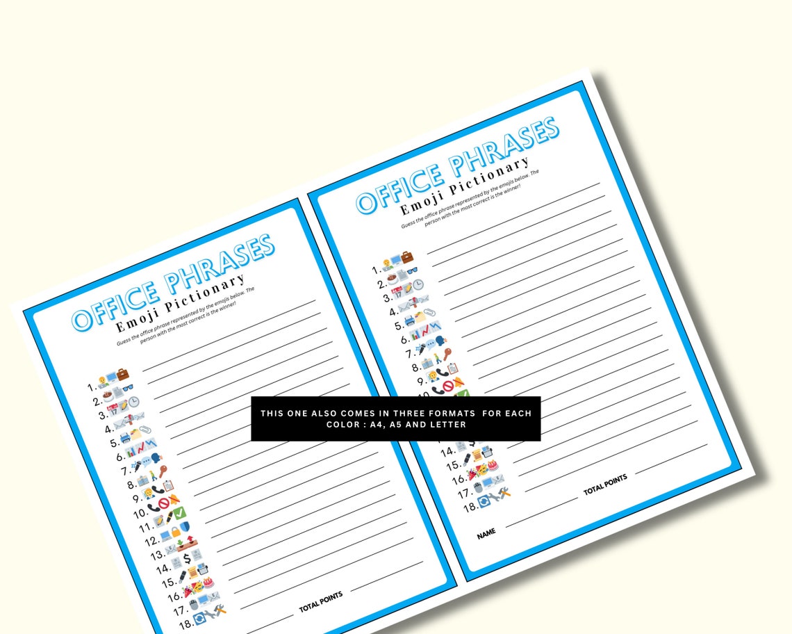 Office Emoji Pictionary Game | Work Party Game | Office Team Building ...