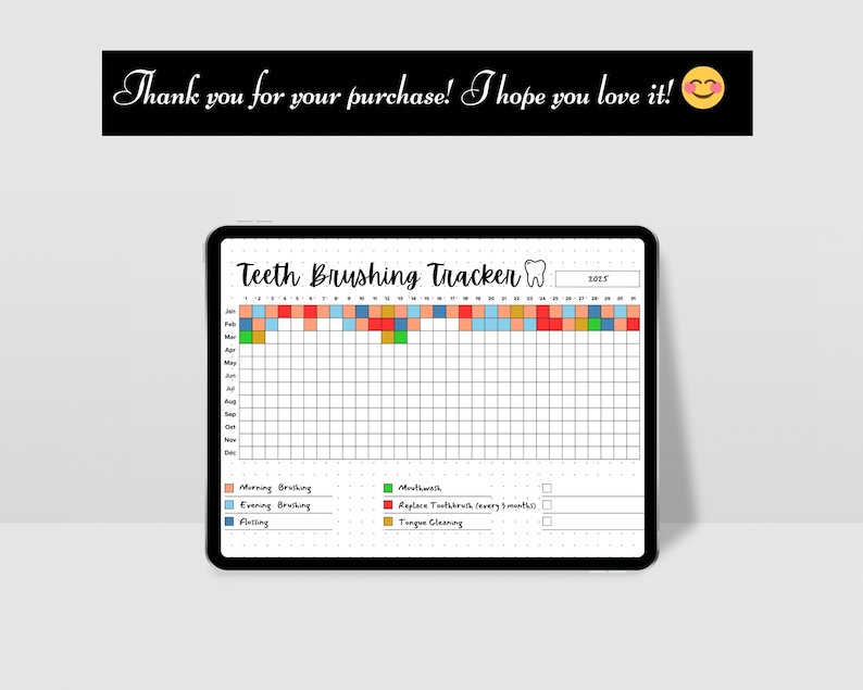 Yearly Teeth Brushing Tracker - Printable Dental Hygiene Log for Kids ...