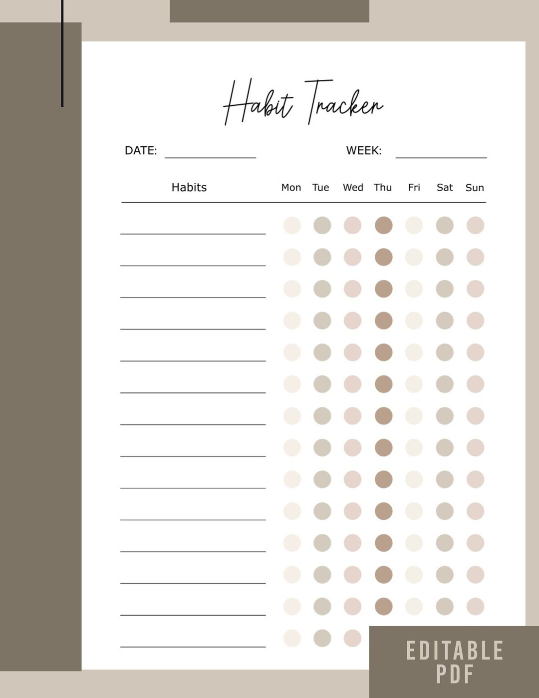 Weekly Habit Tracker Printable, Habit Tracking Template, Routine ...