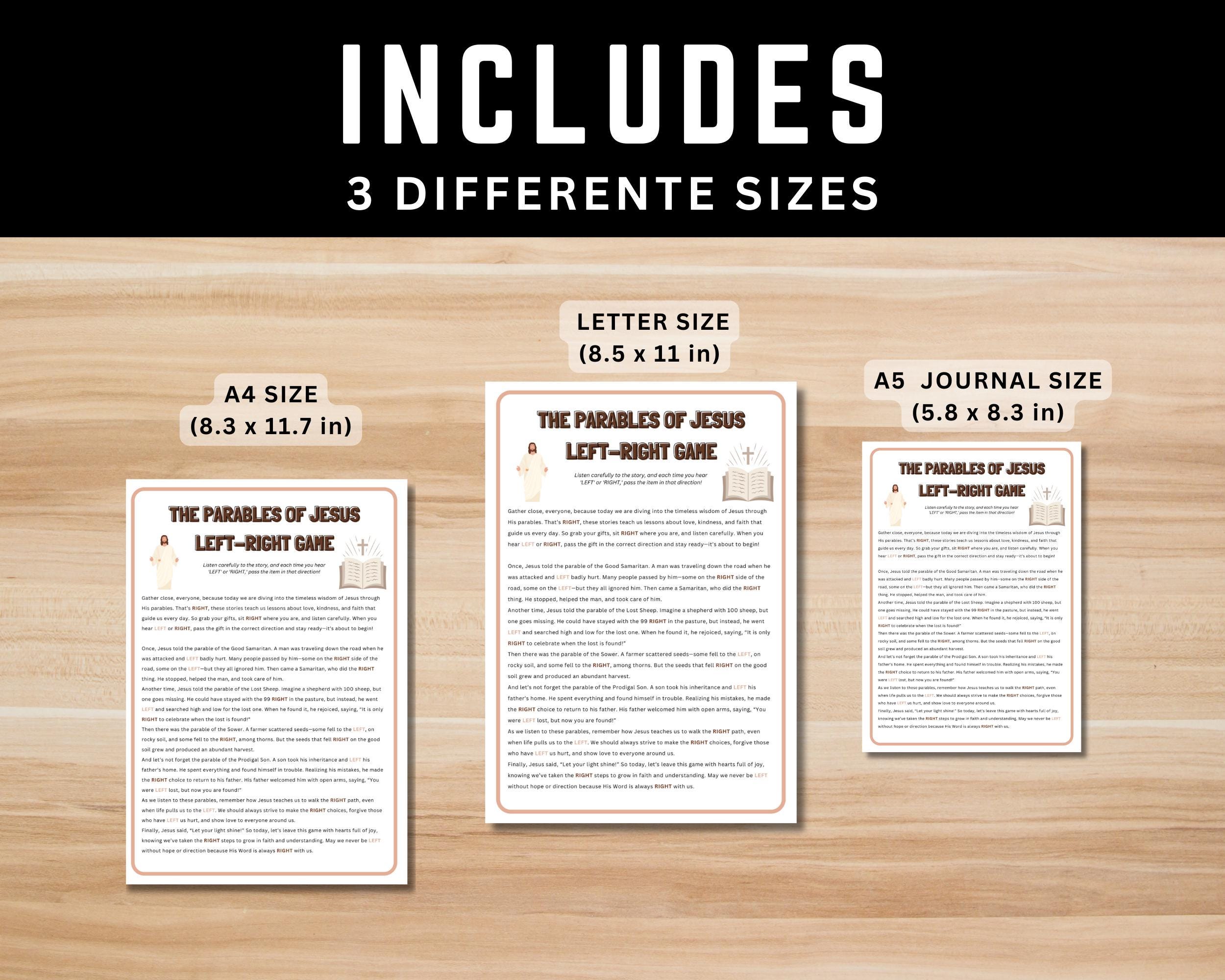 The Parables of Jesus Left Right Game, Printable Bible Study, Christian ...