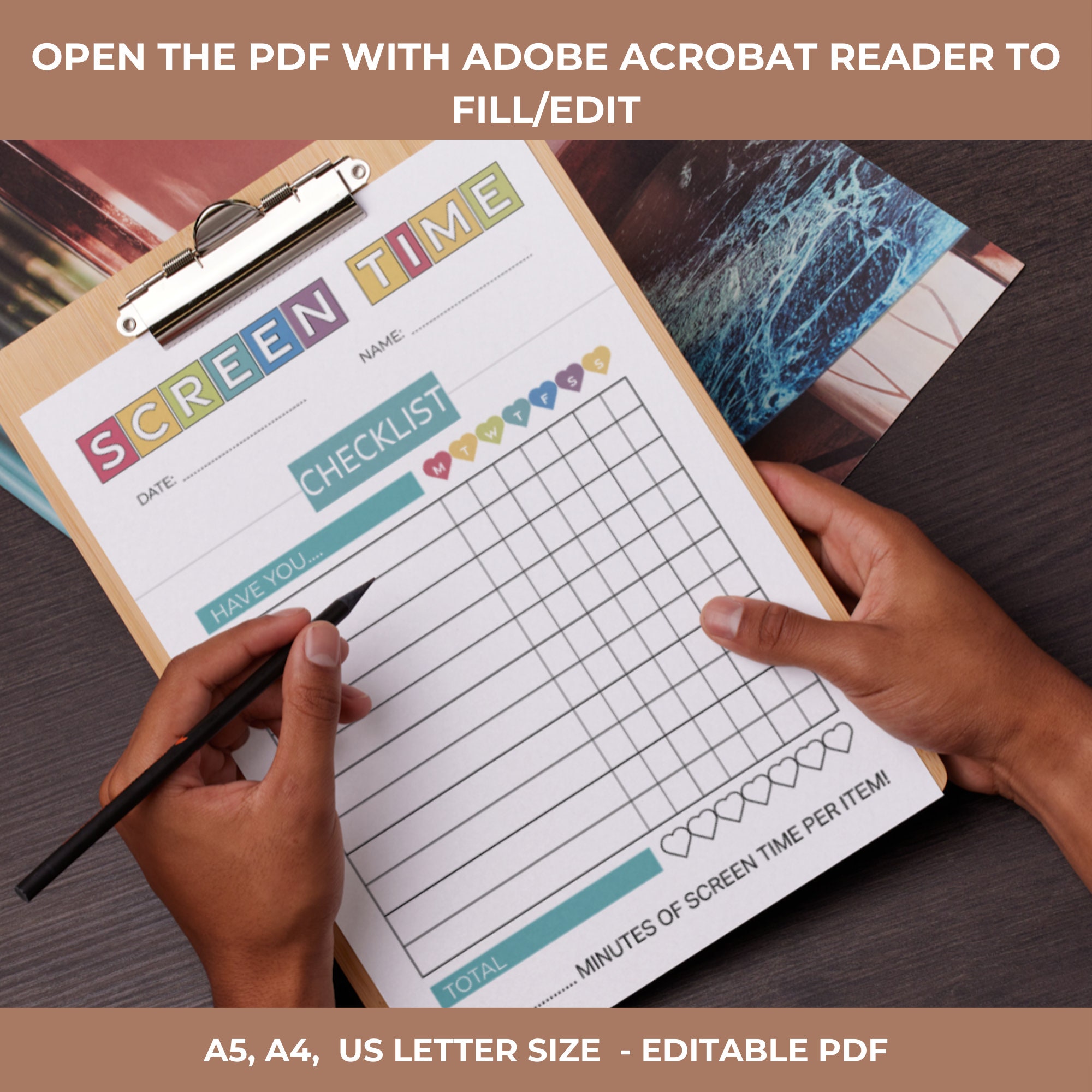 Editable Screen Time Chore Chart Printable, Screen Time Chart Checklist ...