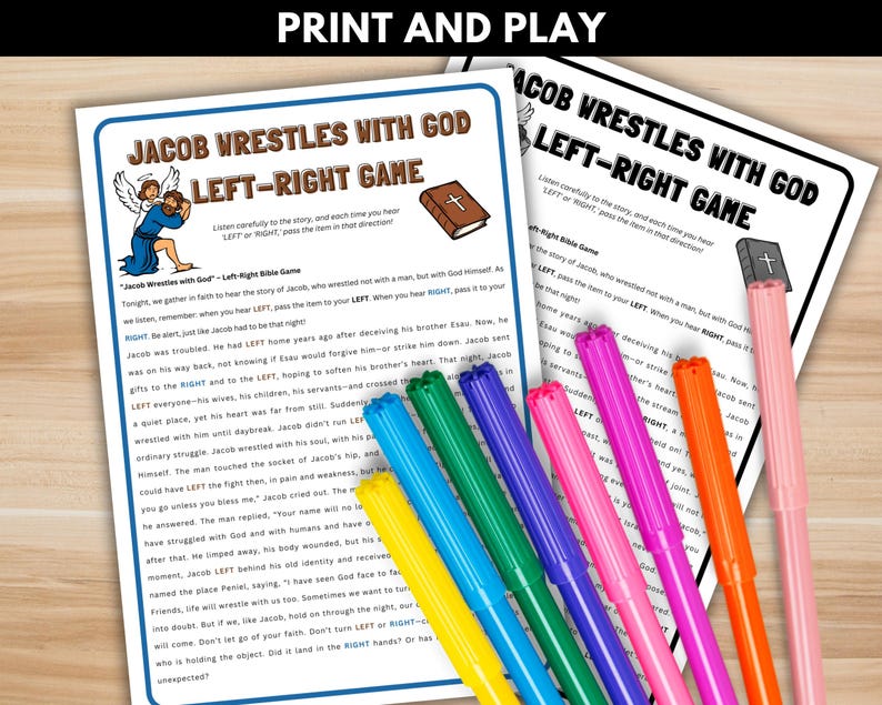 Jacob Wrestles With God Left-right Game - Printable Bible Activity for ...