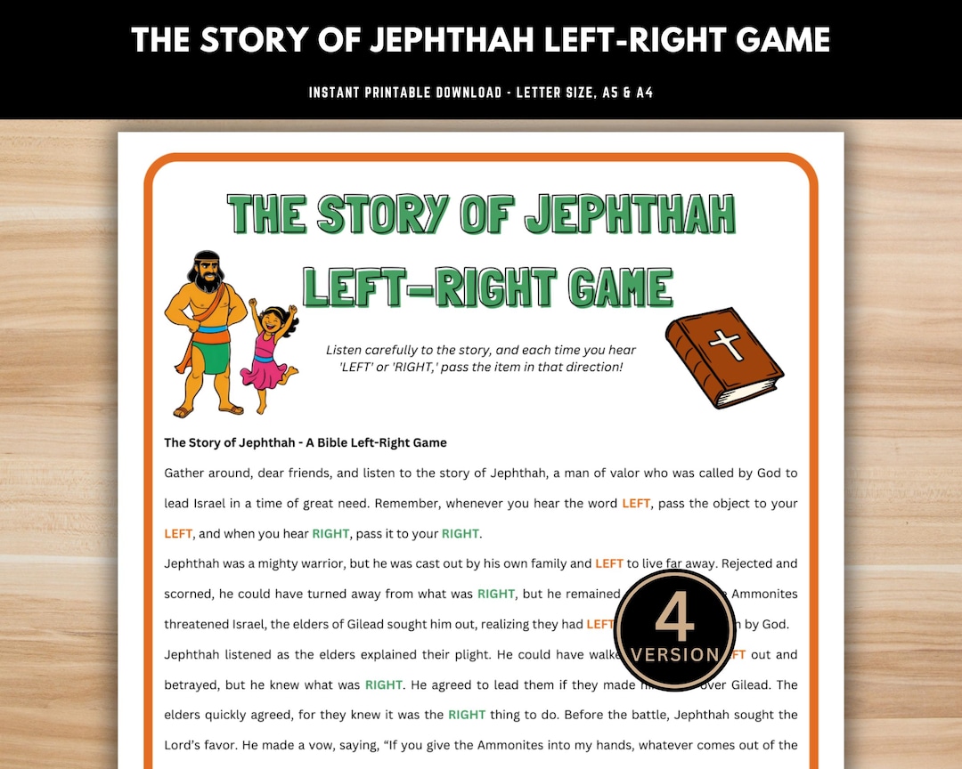 The Story of Jephthah Left-right Game - Printable Bible Game for Church ...