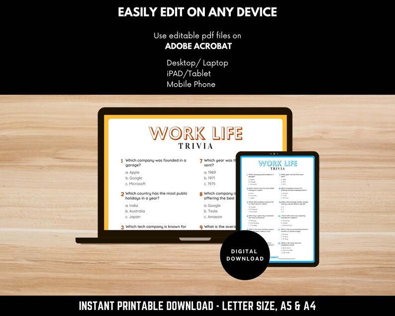 Work Trivia Game | Office Party Game | Printable Work Game for Team ...
