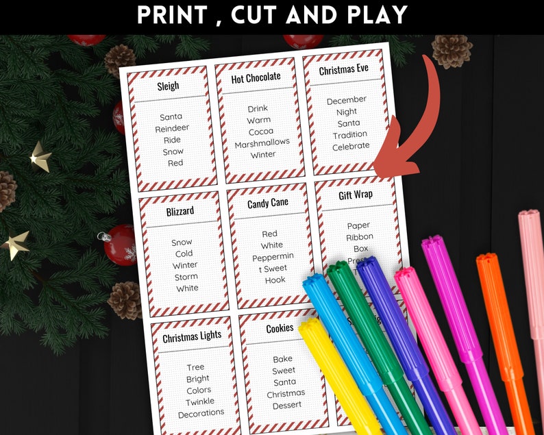 Christmas Taboo Game | Printable Holiday Party Game | Forbidden Word ...