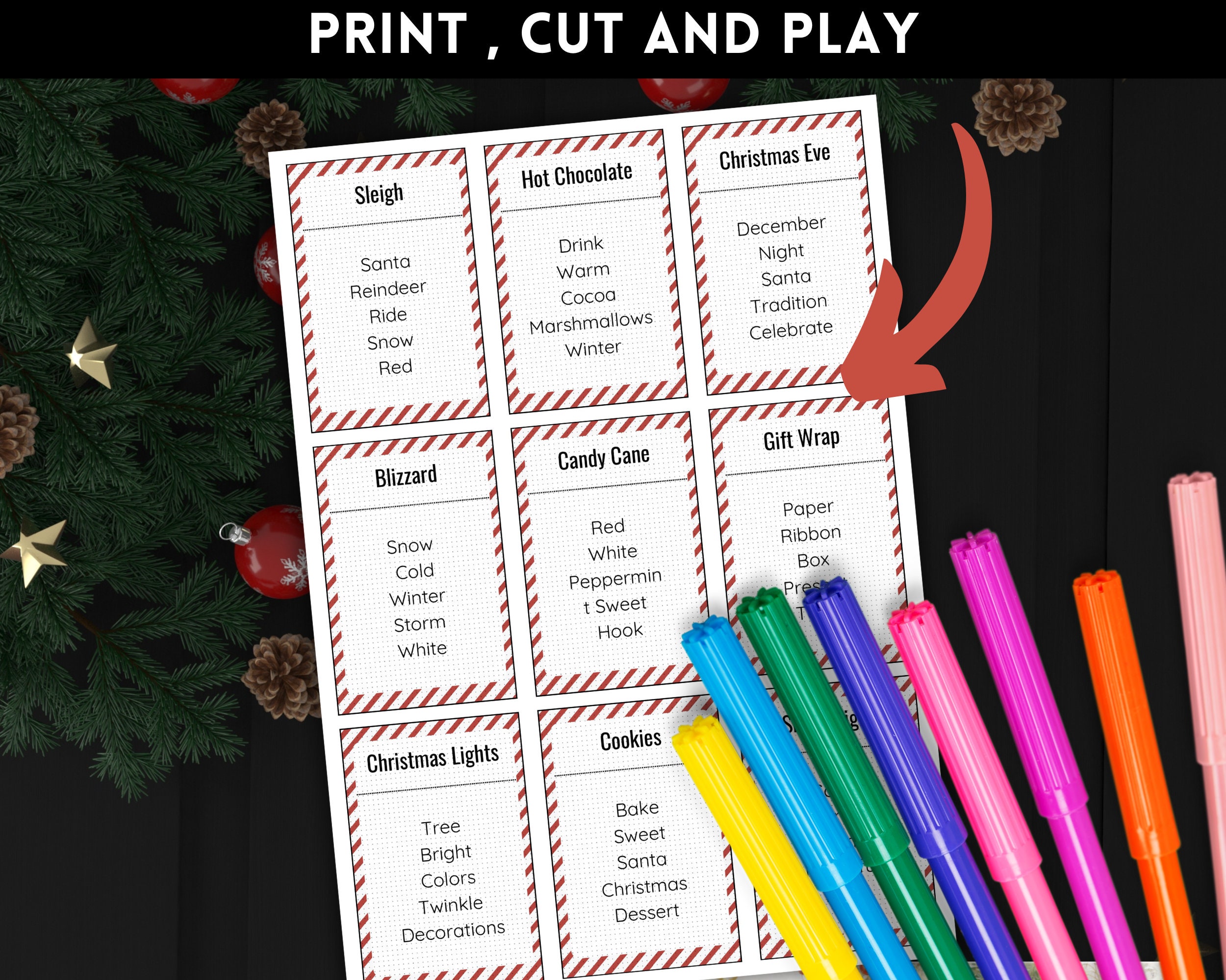 Christmas Taboo Game | Printable Holiday Party Game | Forbidden Word ...