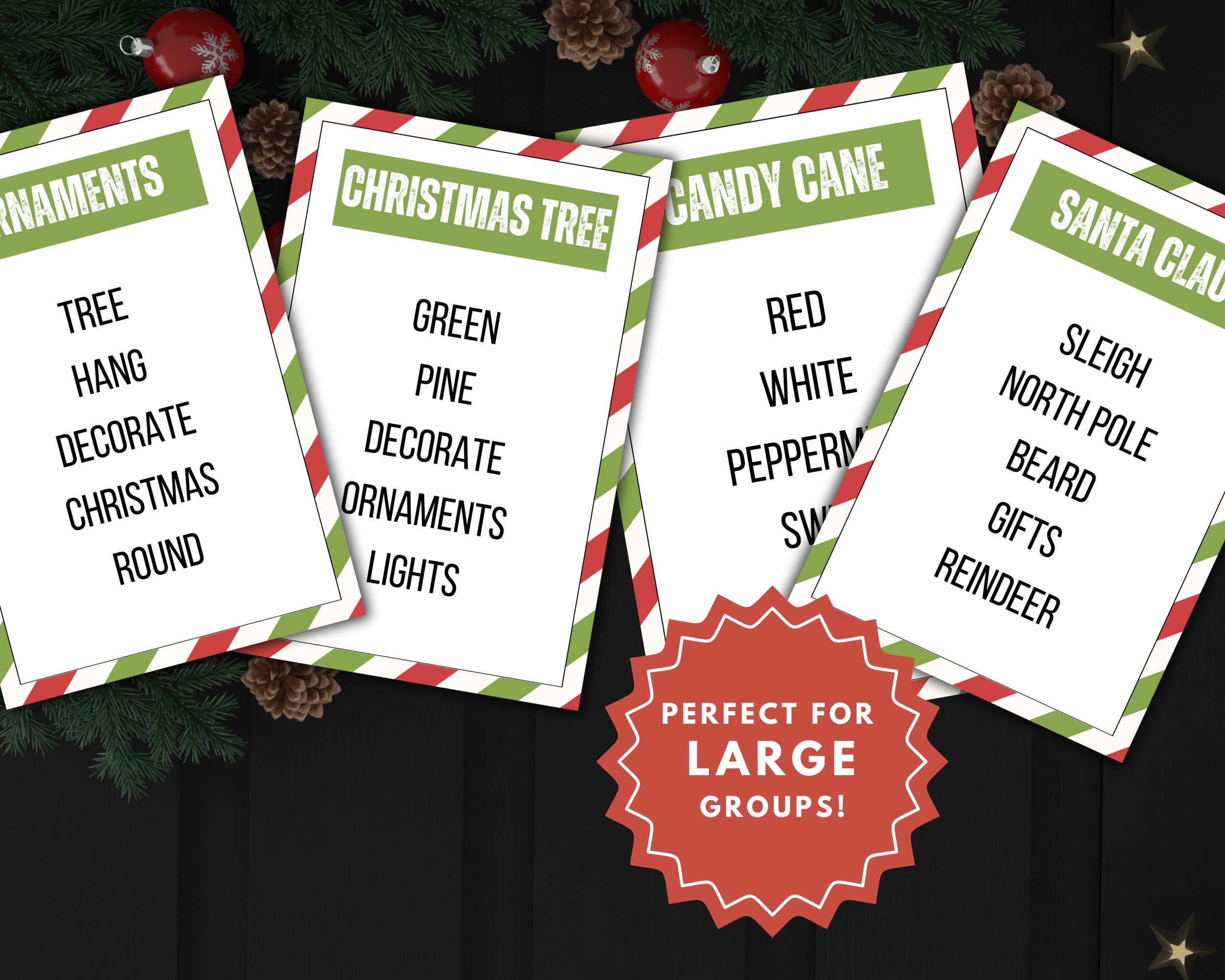 Christmas Taboo Game | Printable Christmas Party Game | Forbidden Word ...