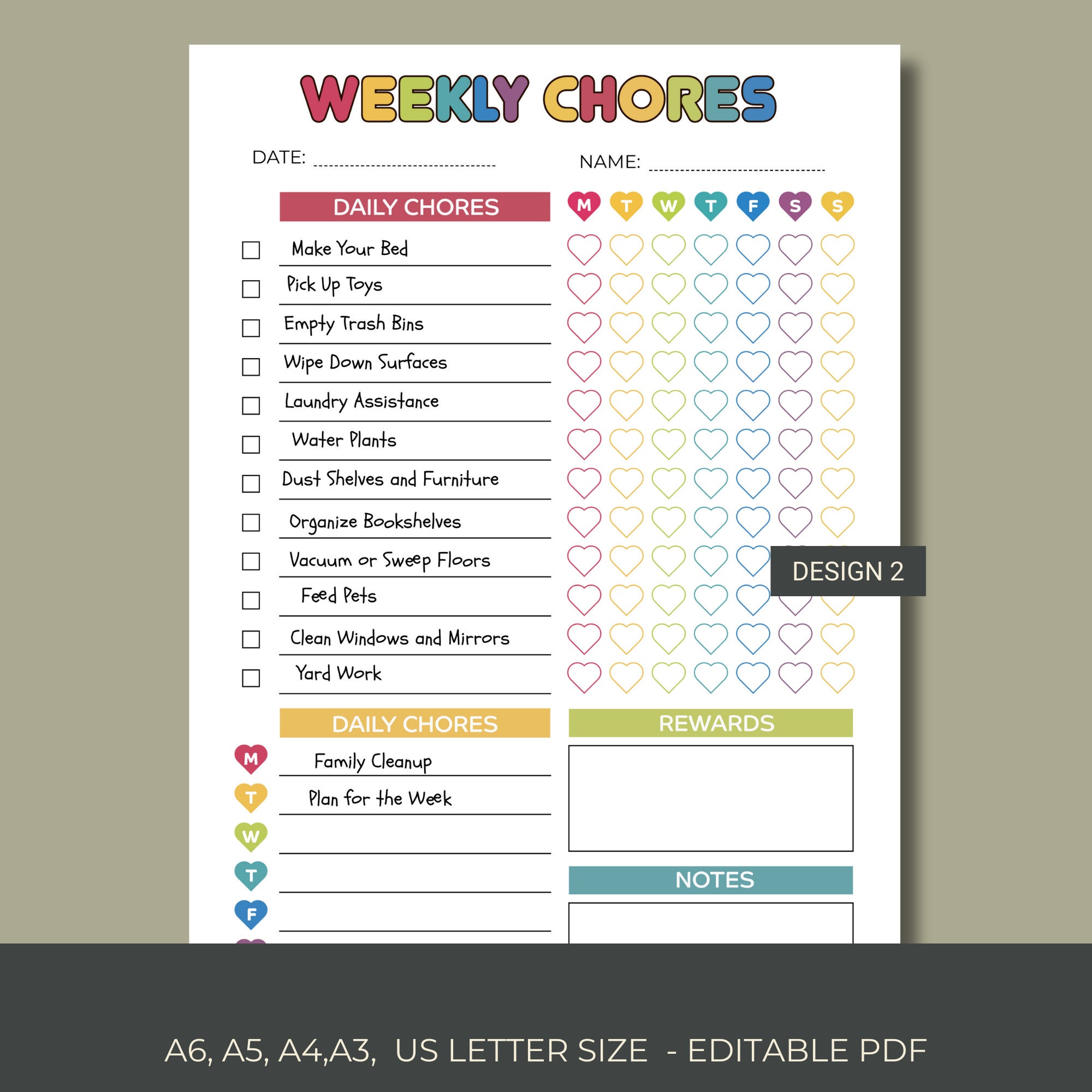 Editable Kids Chore Chart Daily Routine Schedule Printable - Etsy