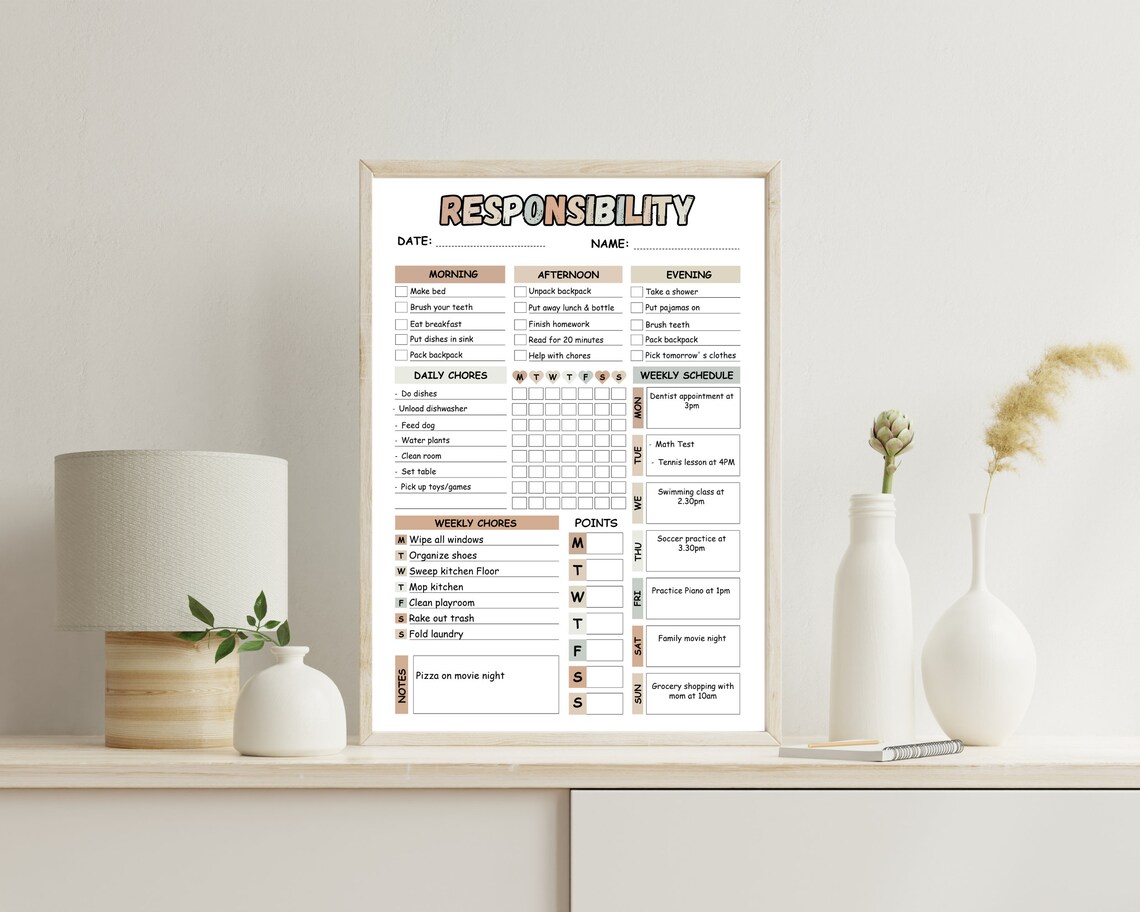 Editable Task Sheets for Kids Printable Daily Weekly Responsibility ...