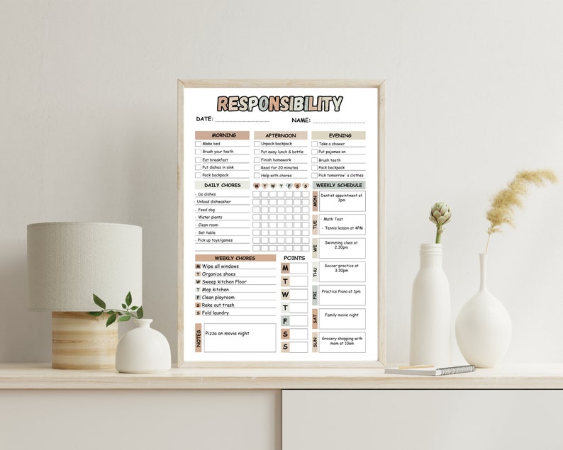 Editable Task Sheets for Kids | Printable | Daily Weekly Responsibility ...