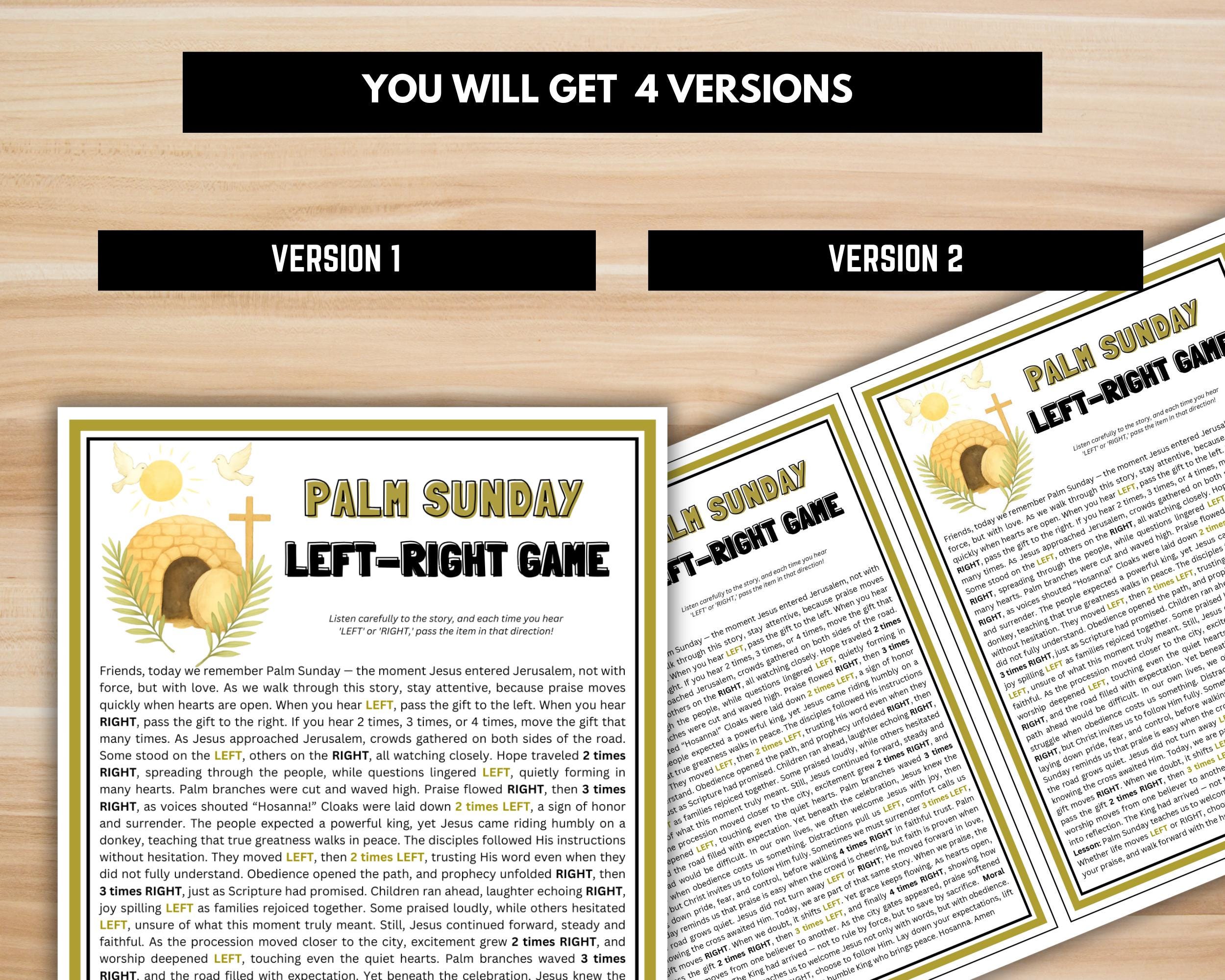 Palm Sunday Left Right Game Printable | Hosanna Easter Church Game ...