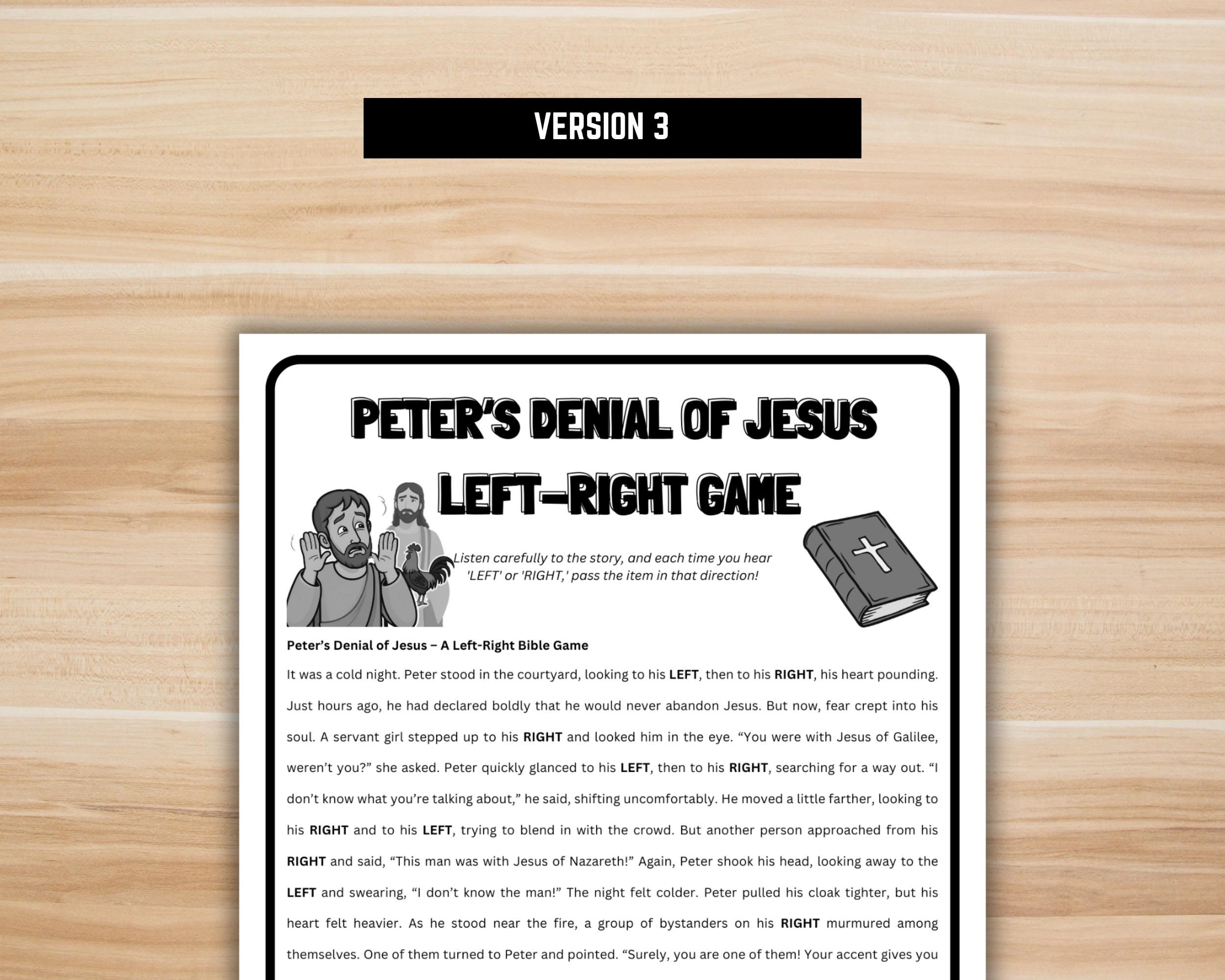 Peter's Denial of Jesus Left-right Game – Printable Bible Story ...