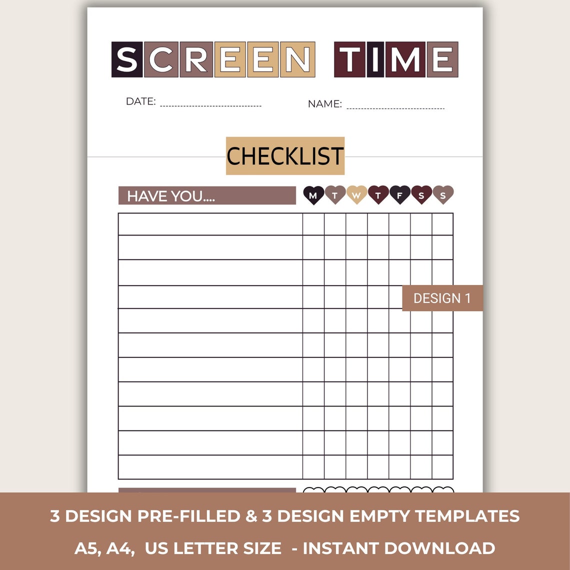 Editable Screen Time Chore Chart Printable, Screen Time Chart Checklist ...
