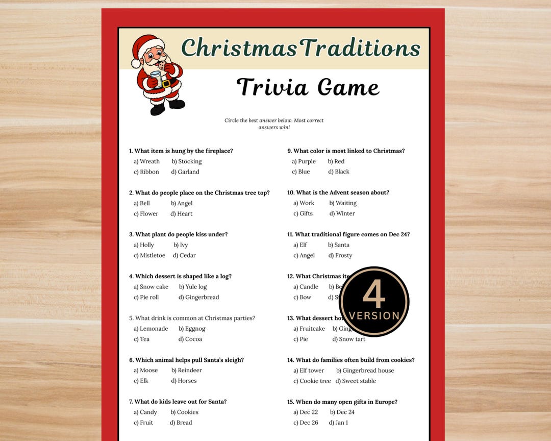 Classic Christmas Traditions Trivia Game | Fun Holiday Party Game ...