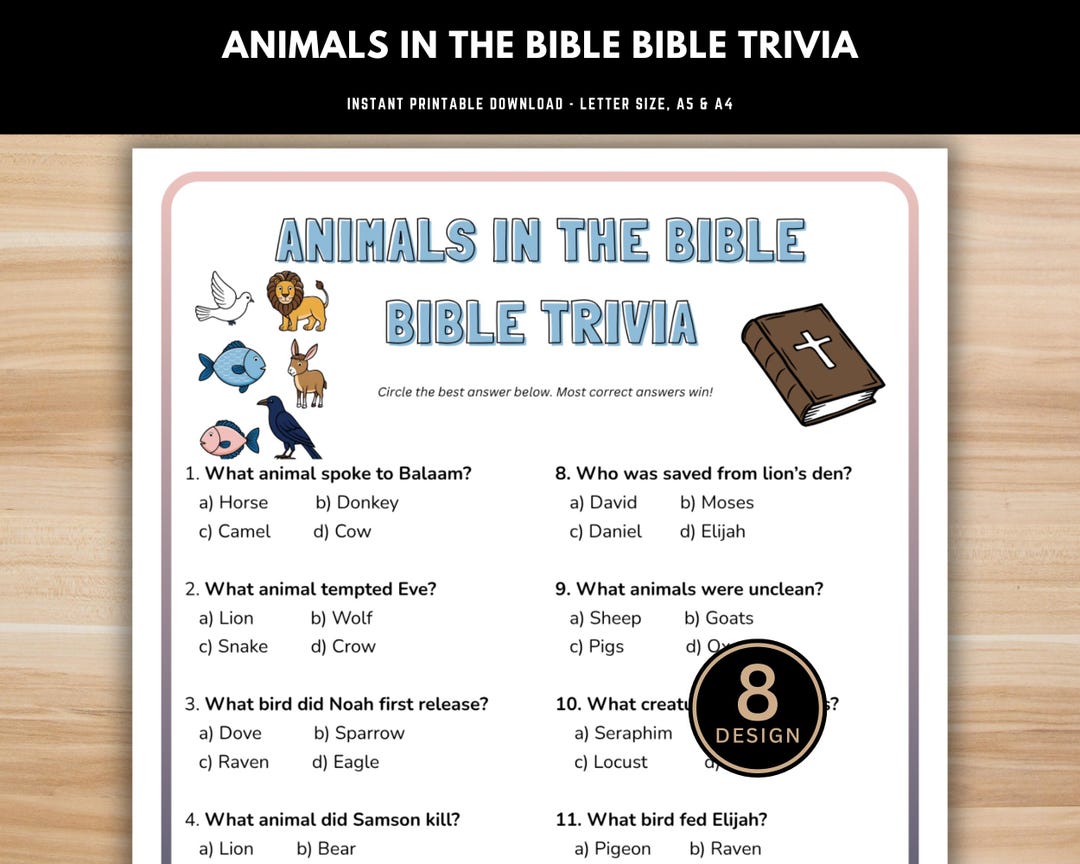 Animals in the Bible Trivia Game - Christian Printable, Bible Quiz for ...