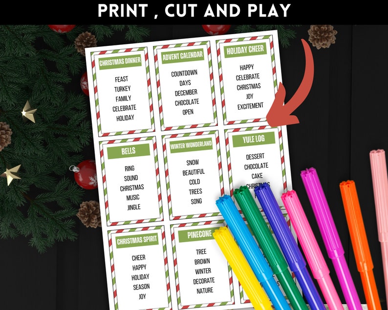 Christmas Taboo Game | Printable Christmas Party Game | Forbidden Word ...