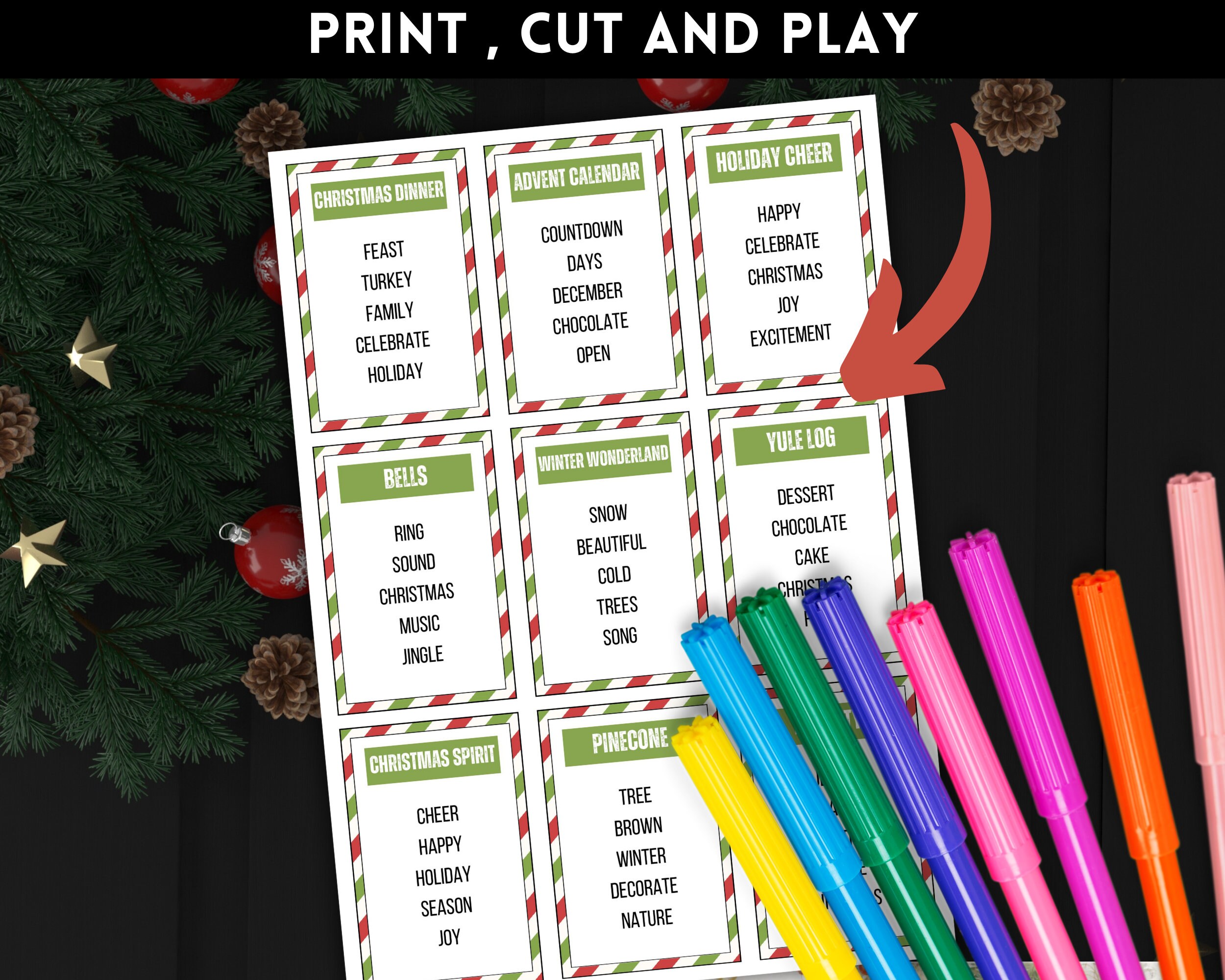 Christmas Taboo Game | Printable Christmas Party Game | Forbidden Word ...
