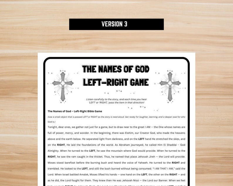 Names of God Left-right Game – Printable Bible Study Activity ...