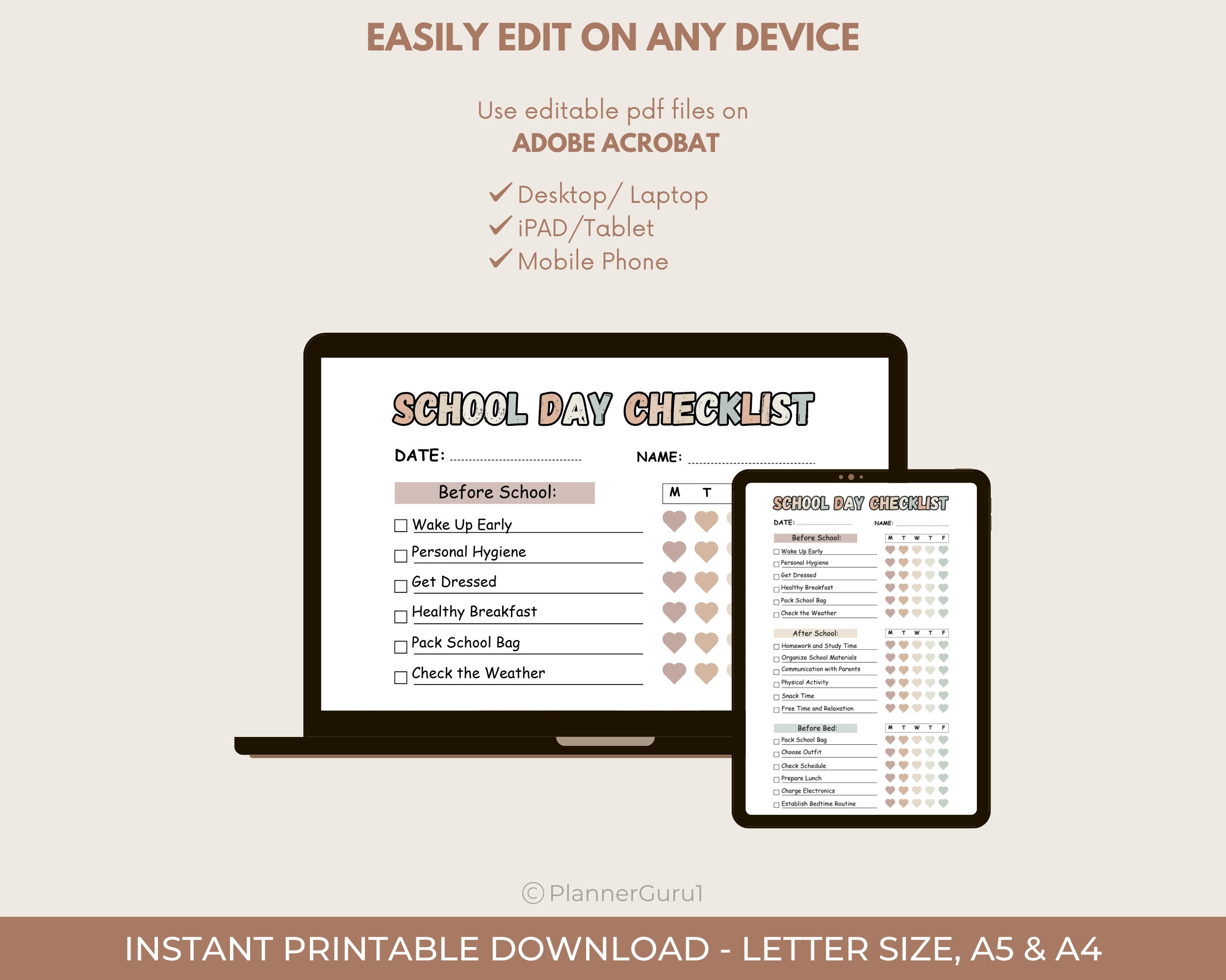 Editable Daily Schedule for Kids Task Sheet for Kids Daily Checklist ...