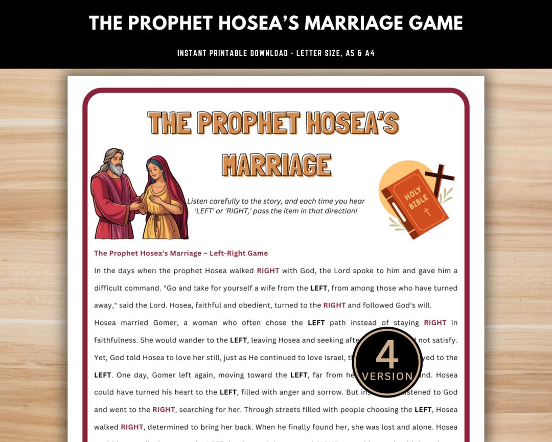 The Prophet Hosea’s Marriage Left-right Game – Bible Story Party Game ...