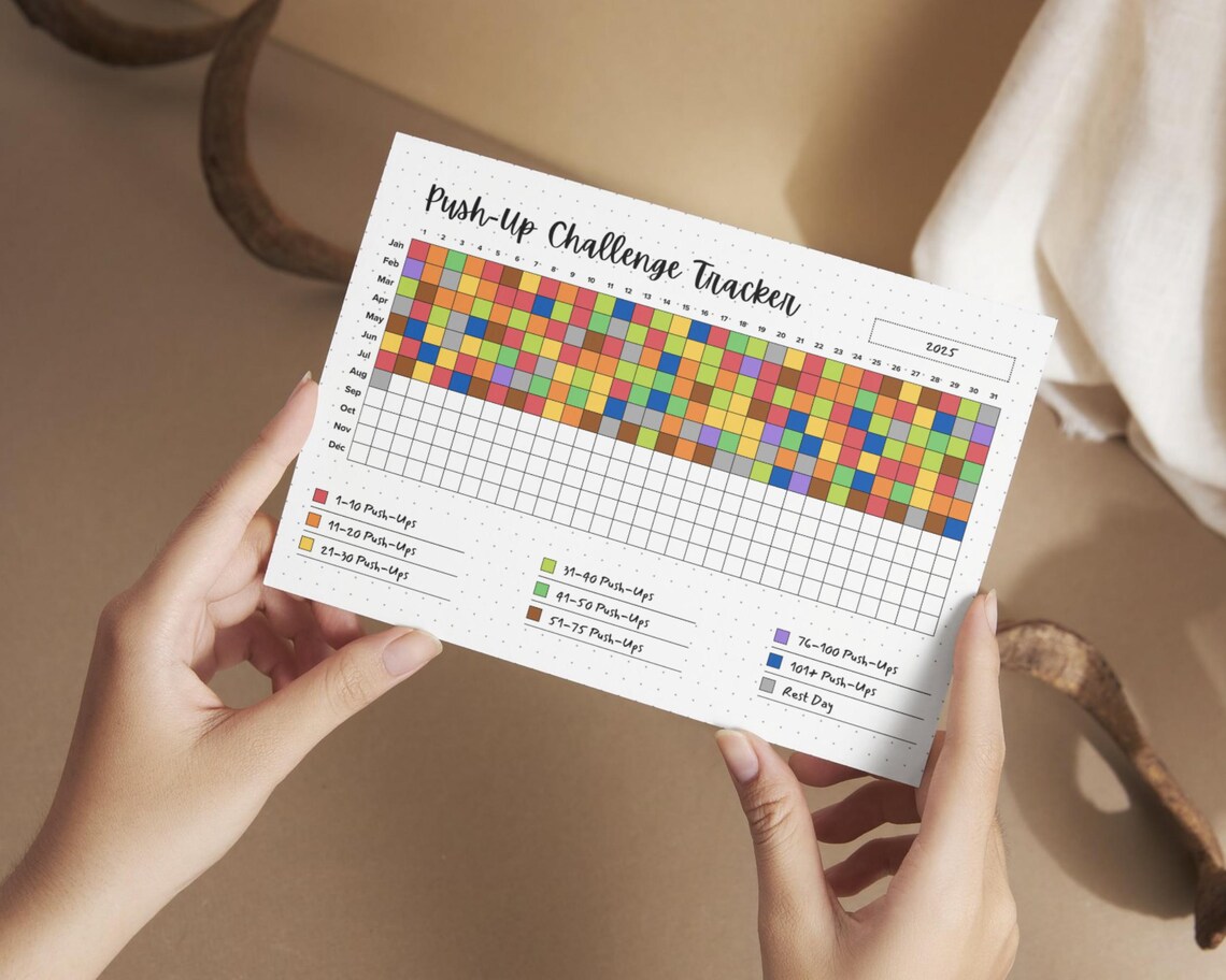 Yearly Push-up Challenge Tracker | Printable Fitness Tracker | Health ...