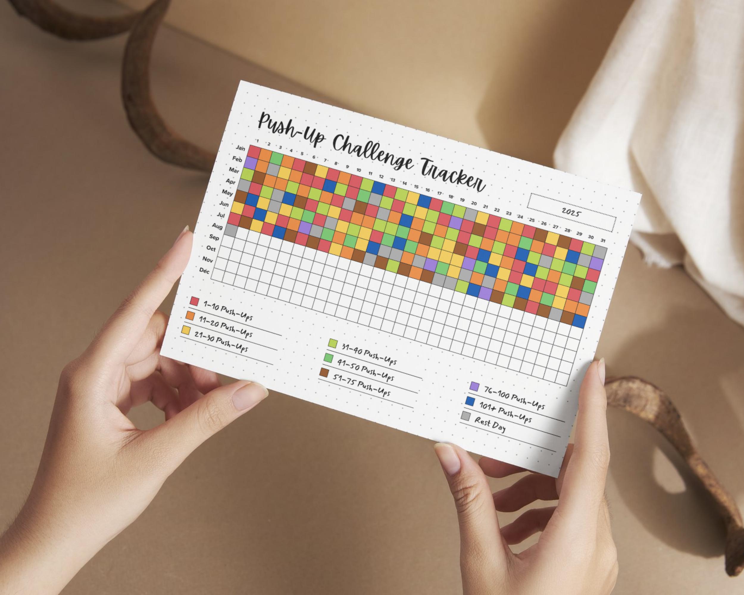 Yearly Push-up Challenge Tracker | Printable Fitness Tracker | Health ...