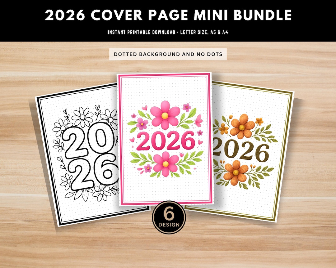 2026 Cover Page | Printable Journal Cover | Planner Title Page | A5 A4 ...