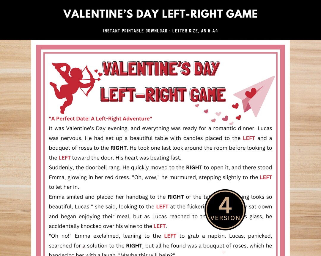Valentine's Day Left Right Game Printable - Valentine Party Game, Gift ...