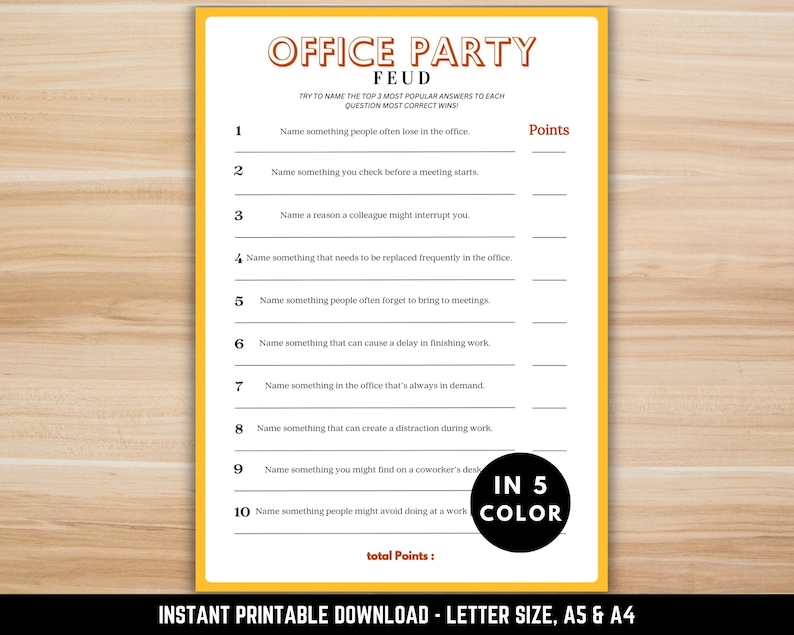 Office Party Feud Game | Fun Work Trivia | Printable Team Building ...