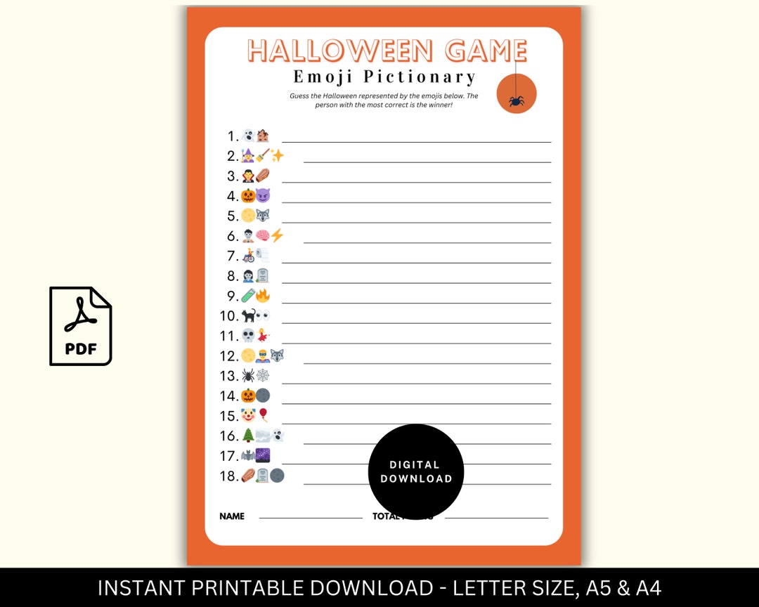 Halloween Emoji Game | Printable Halloween Pictionary | Fun Halloween ...