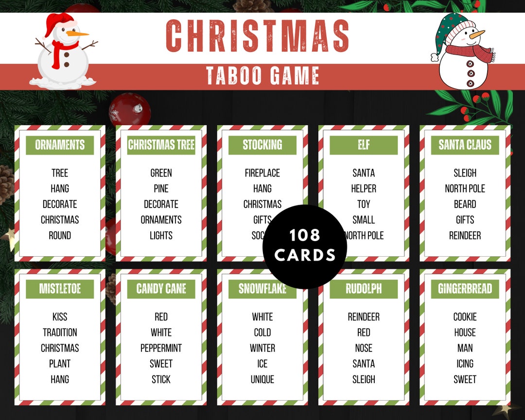 Christmas Taboo Game | Printable Christmas Party Game | Forbidden Word ...
