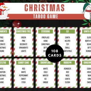 Christmas Taboo Game | Printable Christmas Party Game | Forbidden Word ...