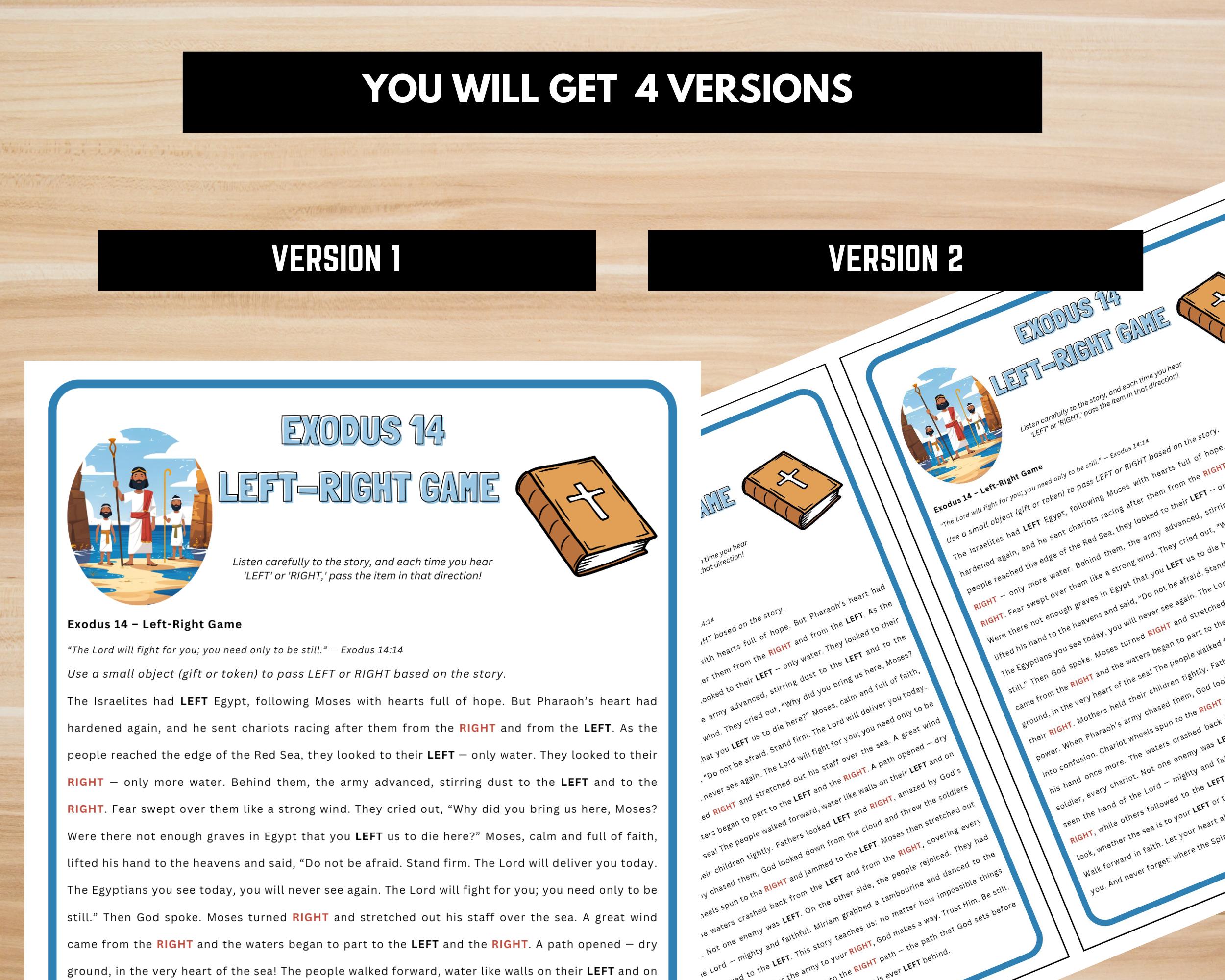 Exodus 14 Left Right Game - Printable Bible Study and Church Party Game ...