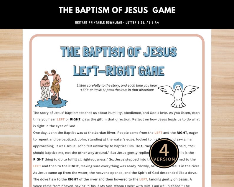 The Baptism of Jesus Left Right Game - Printable Bible Study & Church ...