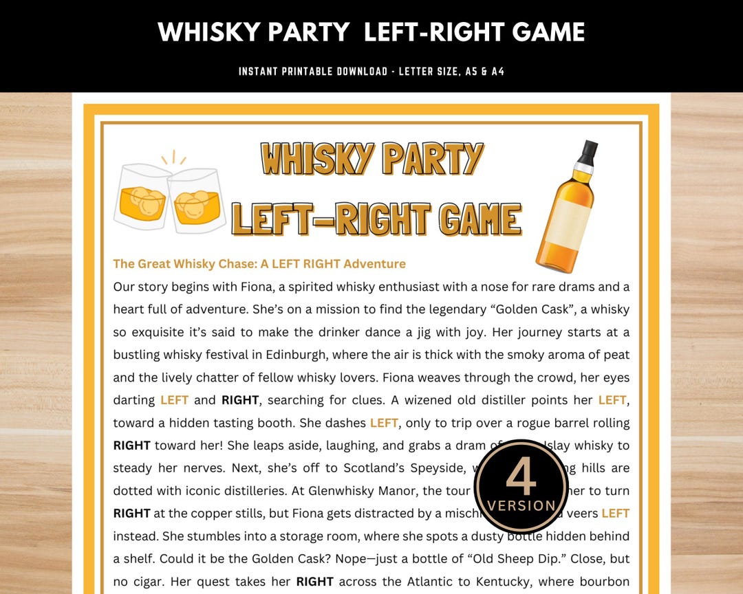 Whiskey Left Right Game | Fun Whiskey Party Game | Drinking Game ...