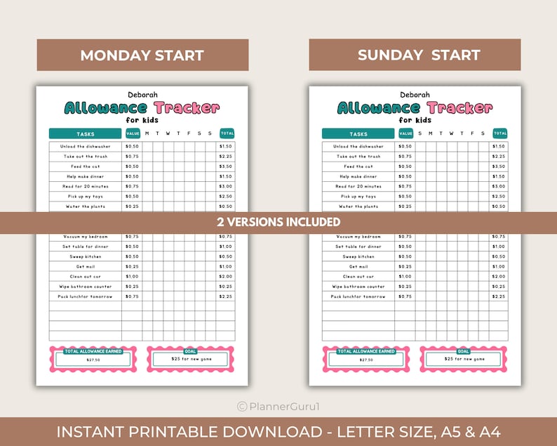 Track Your Kids' Chores and Allowance With This Editable PDF Chore ...